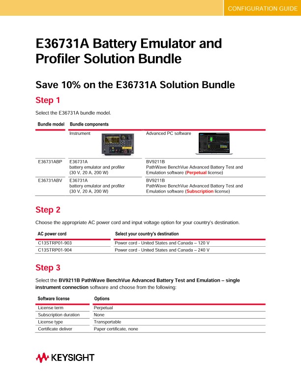 E36731A Battery Emulator and Profiler Solution Bundle PDF Asset Page | Keysight